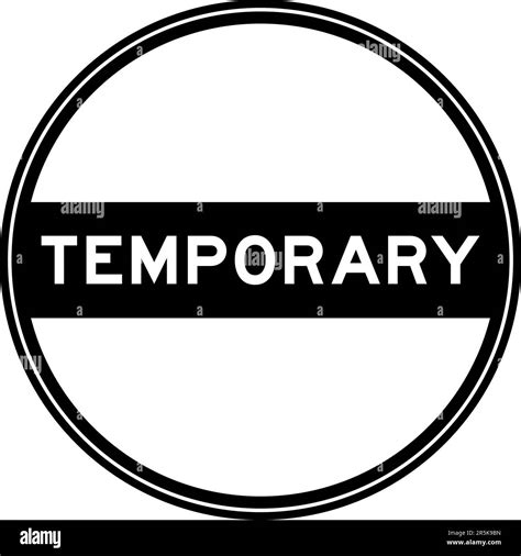 Black Color Round Seal Sticker In Word Temporary On White Background