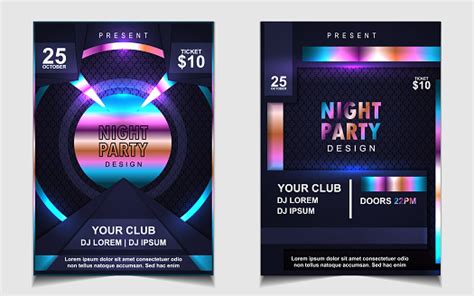 야간 댄스 파티 음악 레이아웃 커버 디자인 템플릿 배경 다채로운 어두운 파란색 반짝이 스타일 광 전자 벡터 Dj에 대한 스톡 벡터 아트 및 기타 이미지 Istock