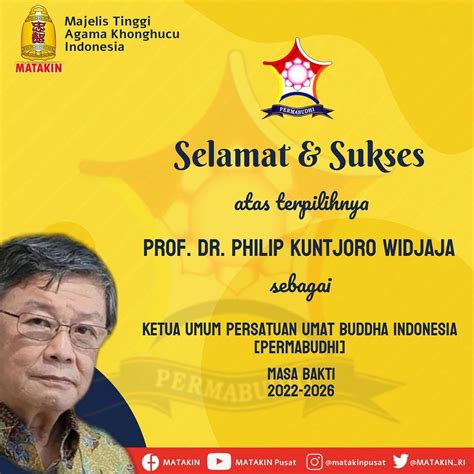 Genta Rohani Khonghucu Selamat Kepada Dr Philip K Widjaja Ketua Umum Permabudhi 2022 2026