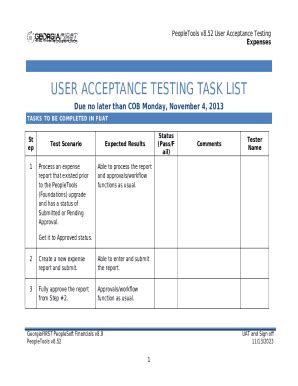User Acceptance Testing UAT Example And Template Doc Template PdfFiller