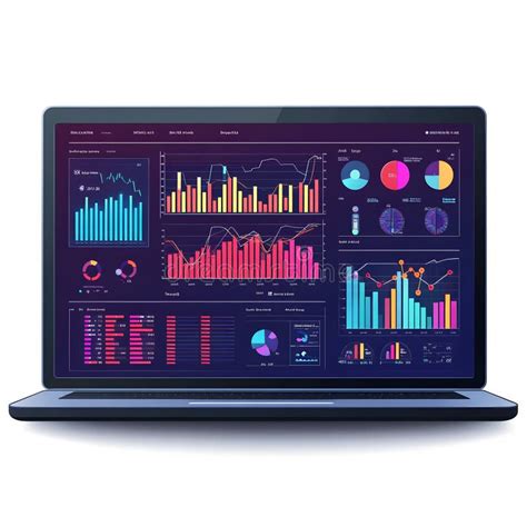 Laptop Displaying Financial Charts And Business Data Visualizations For