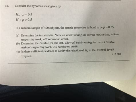 Solved Consider The Hypothesis Test Given By H P Chegg
