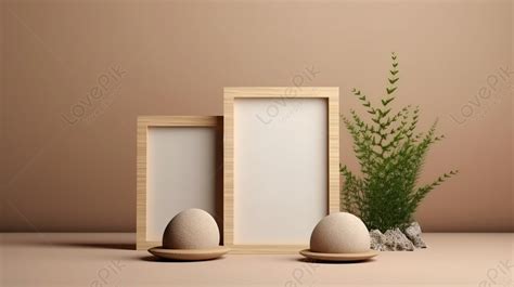 창의적인 제품 디스플레이를 위해 잔디가 있는 나무 프레임 모형의 3d 렌더링 제품 디스플레이 배경 만화 잔디 배경 레이 배경 이미지 Hd 제품 디스플레이 만화 잔디