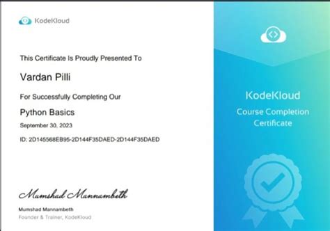 Vardan Pilli On Linkedin I Have Did The Basic Of Python In Kodekloud