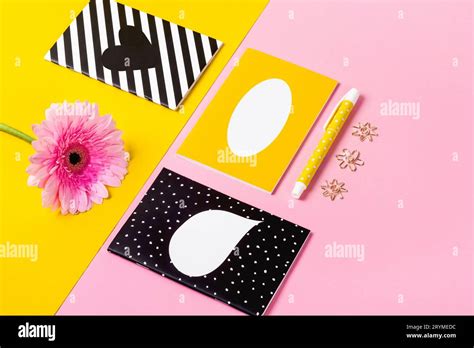 Creative Layout Of Office Notebooks With Place For Text Female Desktop Concept Stock Photo Alamy
