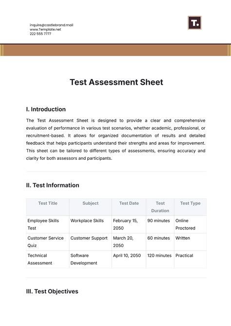 Free Assessment Sheet Templates Editable And Printable