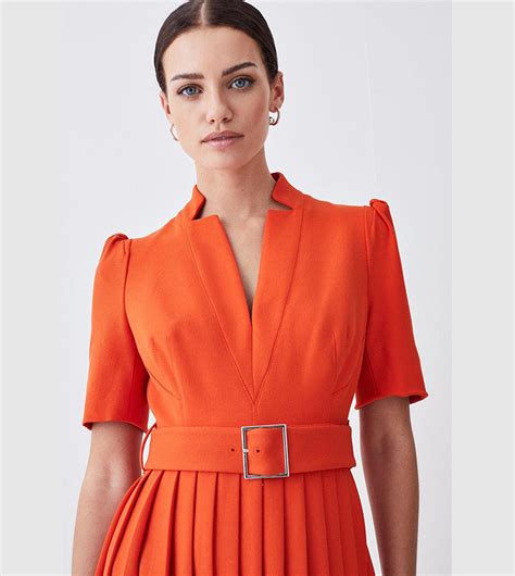 Buy Karen Millen Tailored Structured Crepe Forever Pleat Midi Dress In