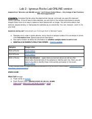 Lab Igneous Rocks Assignment Pdf Lab Igneous Rocks Lab ONLINE Version Adapted From