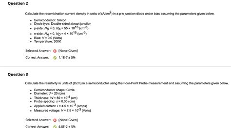Calculate The Recombination Current Density In Units