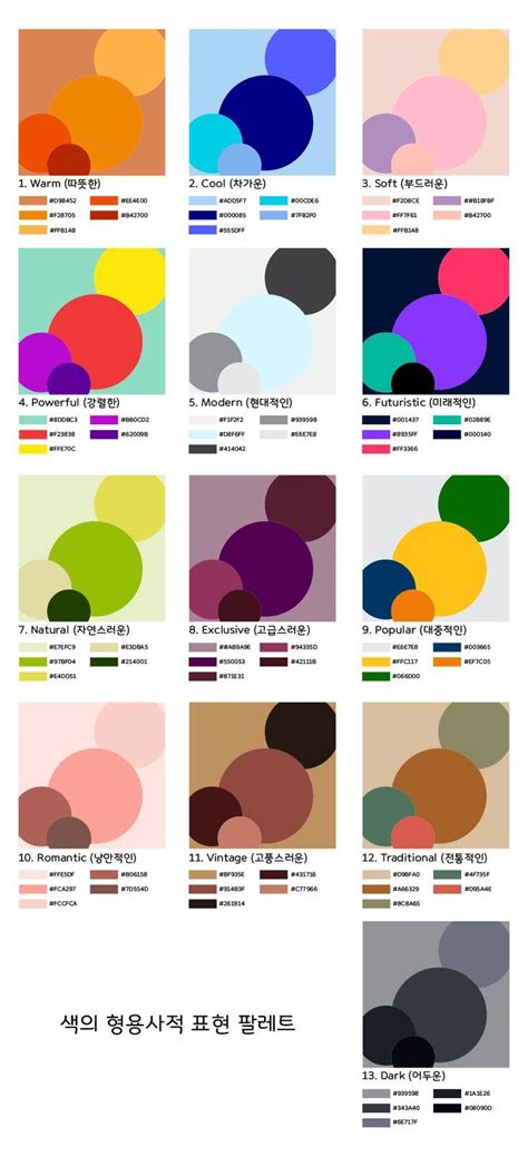 색의 형용사적 표현 팔레트 색 구성 색 혼합 색 패턴