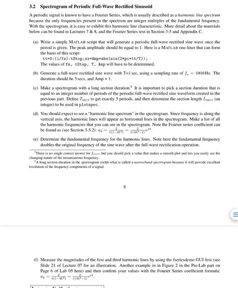 Solved 3 2 Spectrogram Of Periodic Full Wave Rectified
