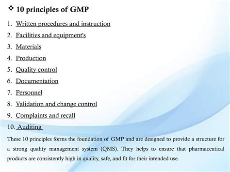 Good Manufacturing Practices Gmp Introduction Objective And Principles Of Gmp Pptx