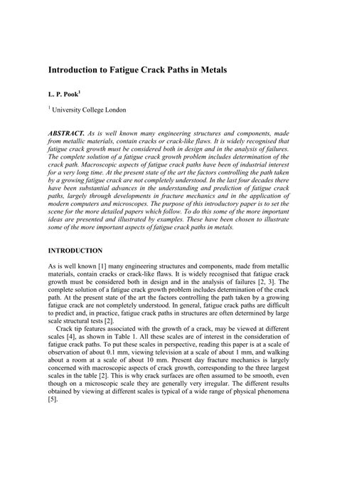 Pdf Introduction To Fatigue Crack Paths In Metals