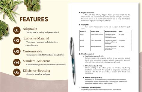 Weekly Progress Report Template In Word Google Docs Download Template Net