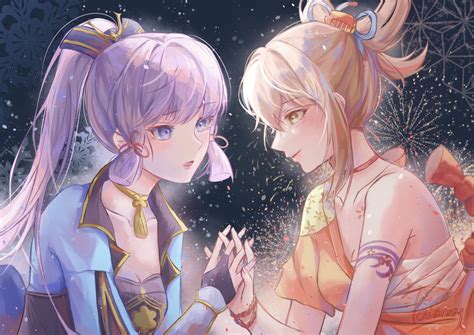 Kamisato Ayaka And Yoimiya Genshin Impact Drawn By Tatonxry Danbooru
