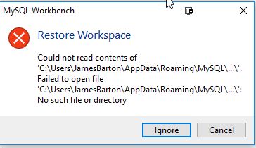 Restore Or Access Workspaces From Mysql Workbench Stack Overflow