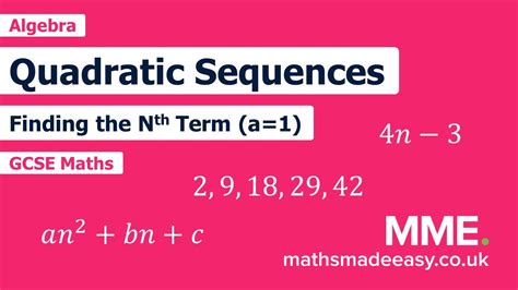 Algebra Quadratic Sequences Video 1 Youtube