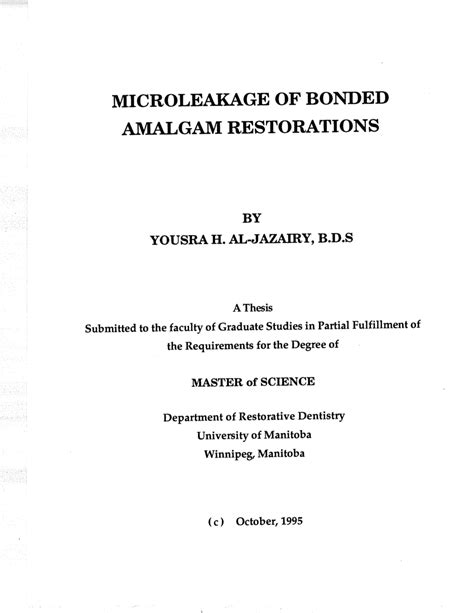 Pdf Microleakage Of Bonded Amalgam Restorations