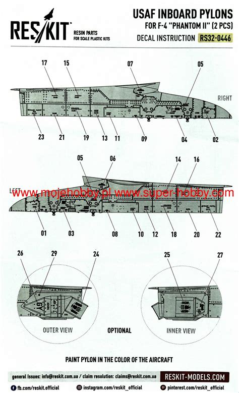 Usaf Inboard Pylons For F 4 Phantom Ii 2 Pcs F 4С Rf 4С F 4d F 4Е F 4g F 4f F 4ej