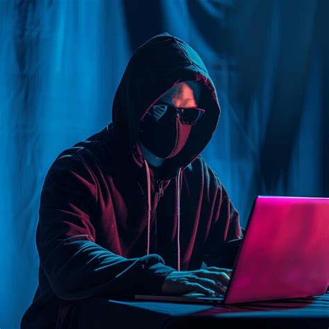 Futuristic Hacker In Polygonal Digital Network Premium Ai Generated Image