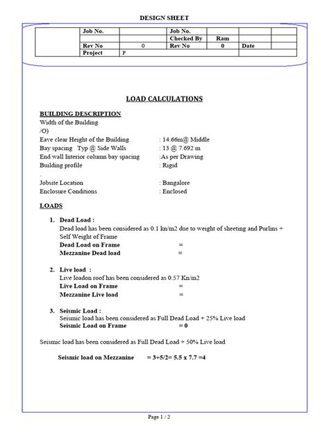 Design Basis Load Calculations Pdf