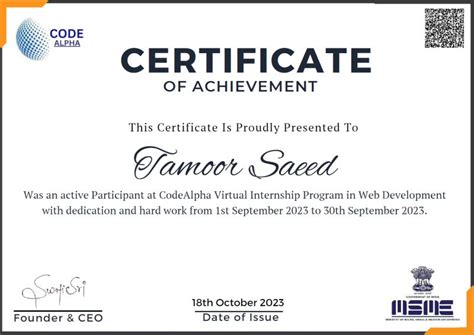Tamoor Saeed On Linkedin Codealpha Certificationachievement Webdevelopment Thankyoucodealpha