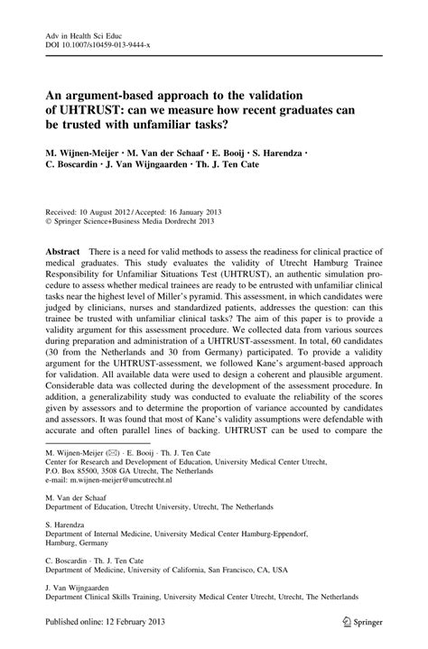 Download Pdf An Argument Based Approach To The Validation Of Uhtrust Can We Measure How