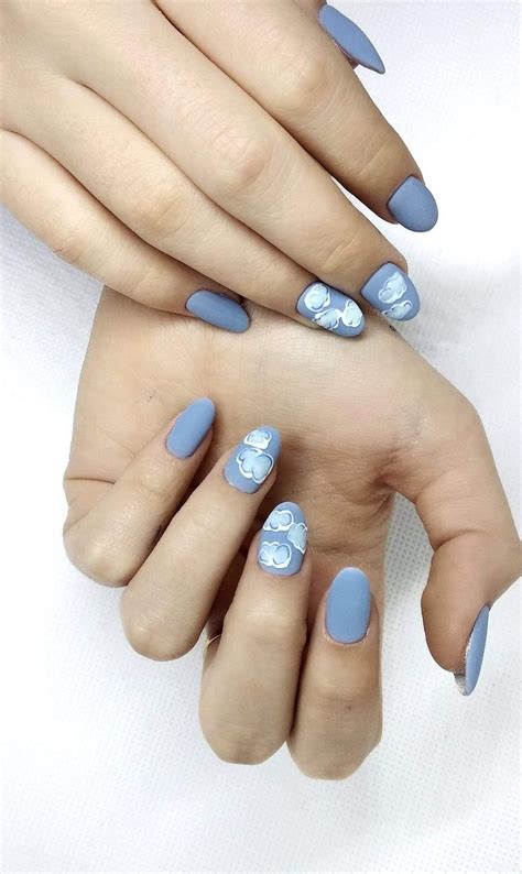 Матовые ногти матовый маникюр рисунки на ногтях голубой маникюр