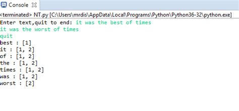 A Concordance Python Programming