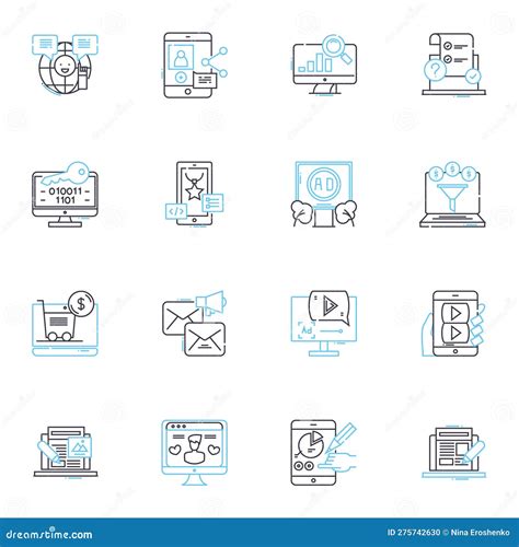Content Strategy Linear Icons Set Planning Optimization Analytics