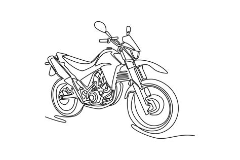 Single Continuous Line Drawing Dirt Bike Designed For Motocross Events