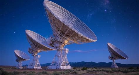 Radio Telescope Array Is Used For Observing The Night Sky In Space