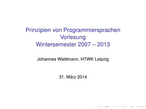 Prinzipien Von Programmiersprachen Vorlesung