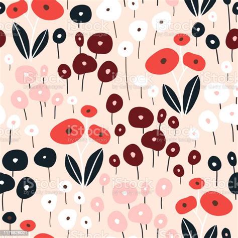 꽃이 있는 매끄러운 패턴 창조적 인 미니멀 한 꽃 질감 직물 직물 벡터 일러스트레이트에 적합 그리기에 대한 스톡 벡터 아트 및 기타 이미지 Istock