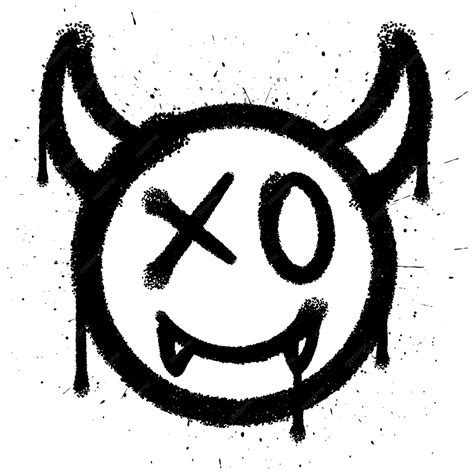 Premium Vector Graffiti Spray Paint Devil Smile Emoticon Isolated Vector