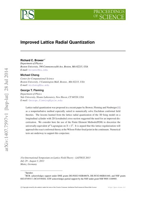 Pdf Improved Lattice Radial Quantization
