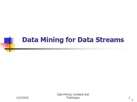 Data Mining For Data Streams 1122020 Data Mining