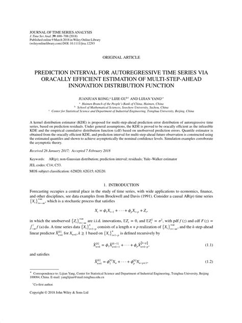 Pdf Prediction Interval For Autoregressive Time Series Via Oracally