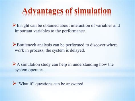 simulation concept advantages and disadvantages pptx technology