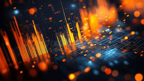 Abstract Technology Background With Glowing Grid Lines And Particles Flow3d Stock
