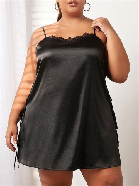 Shein Curve Plus Lace Trim Satin Slips Shein Usa