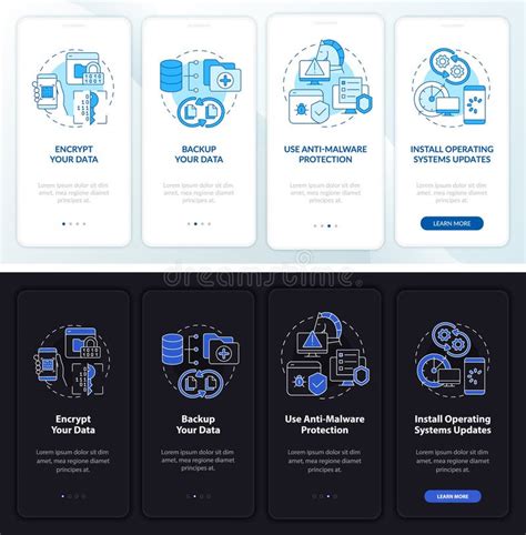 Web Safety Tips Onboarding Mobile App Page Screen Stock Vector