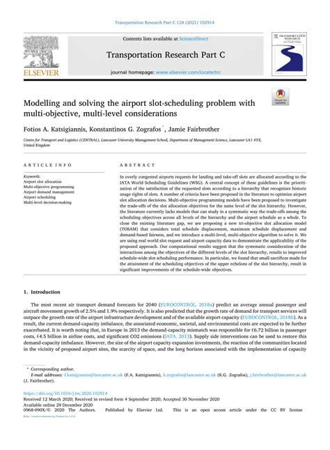 PDF Modelling And Solving The Airport Slot Scheduling Problem With