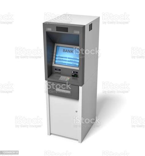 흰색 배경 조명된 블루 스크린으로 격리 된 은행 Atm 기에서의 3d 렌더링 3차원 형태에 대한 스톡 사진 및 기타 이미지 3차원 형태 교환 구매 Istock