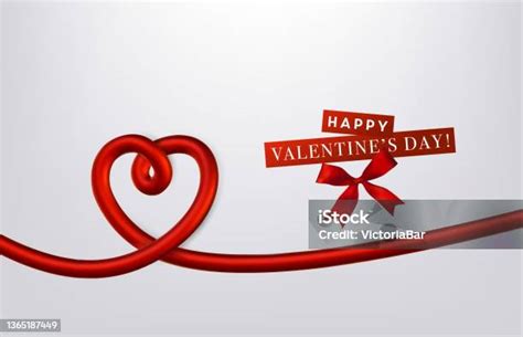 사실적인 벡터 하트 모양 그림 로맨틱 발렌타인 데이 인사말 카드 3차원 형태에 대한 스톡 벡터 아트 및 기타 이미지 3차원 형태 공휴일 구름 Istock
