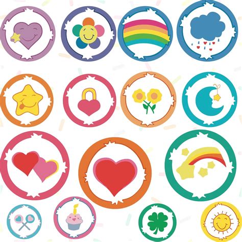 Care Bears Belly Badges Svg Bundle Cute Care Bear Tummy Symbols Png