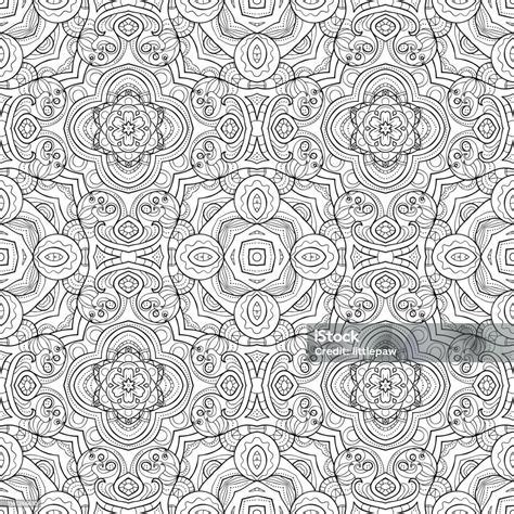 추상 장식 원활한 패턴 민족 인쇄 흑백 만화경 만다라 배경 화면 직물 랩 웹 페이지 배경 벡터 그림에 대한 텍스처 검은색에 대한 스톡 벡터 아트 및 기타 이미지 Istock