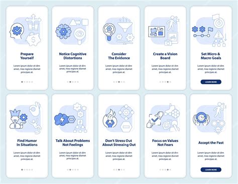 Premium Vector Adaptability Light Blue Onboarding Mobile App Screen Set
