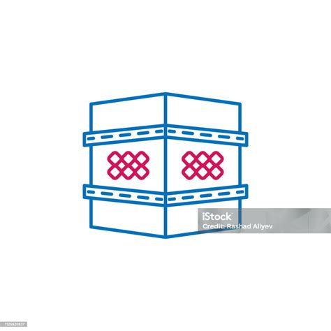 이슬람교 신사 2 컬러 라인 아이콘입니다 단순한 파란색과 빨간색 요소 그림입니다 이슬람 이슬람에서 신사 개념 개요 기호 디자인 설정 Eid Ul Fitr에 대한 스톡 벡터