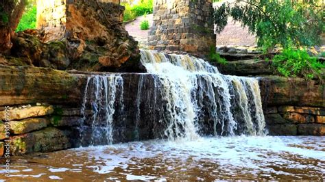 Harod Stream In The Beit Shean Valley Waterfall And Old Aqueduct In